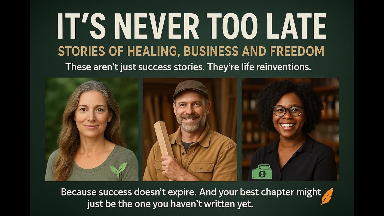It’s Never Too Late - Stories of Healing, Business and Freedom - YouTube