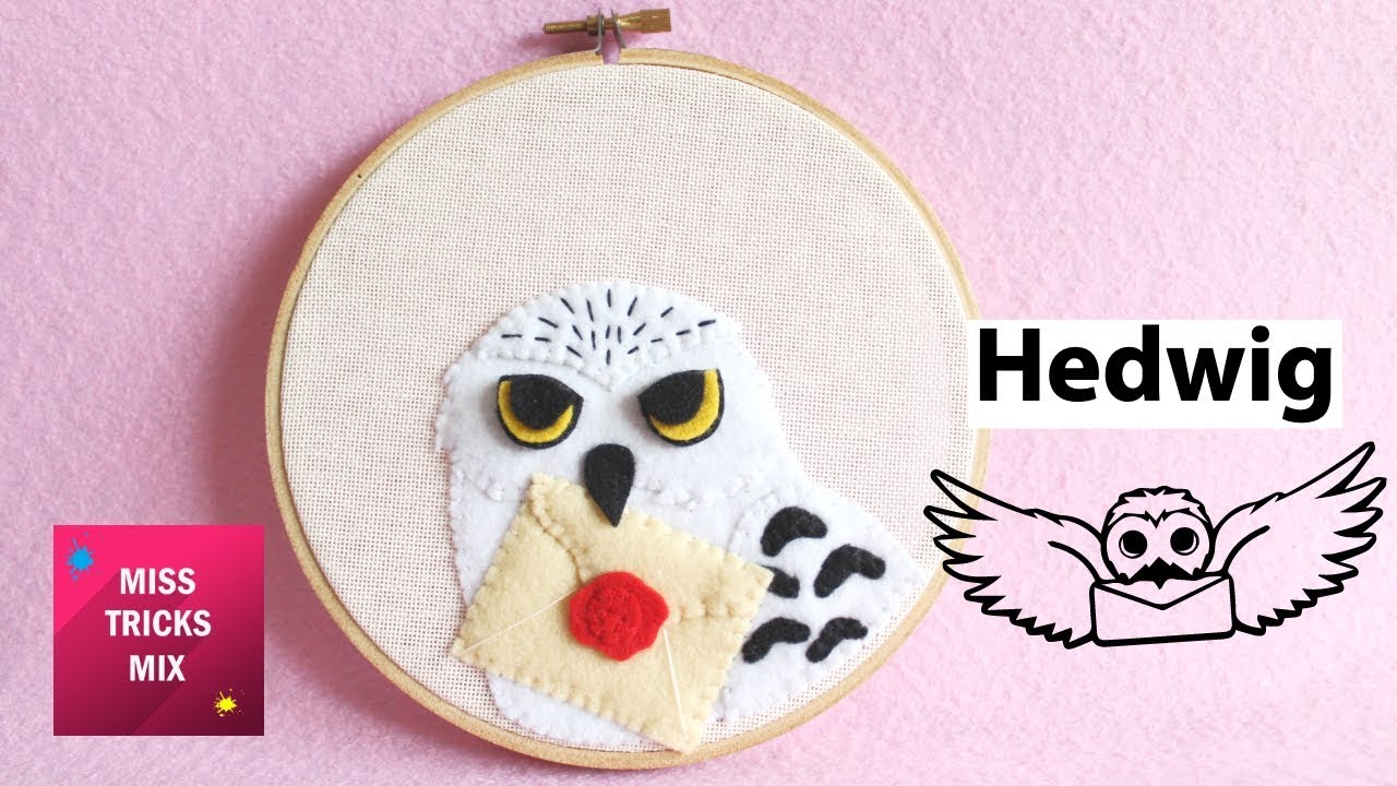 Hedwig Felt Embroidery Hoop | Halloween Crafts | Harry Potter Craft ...
