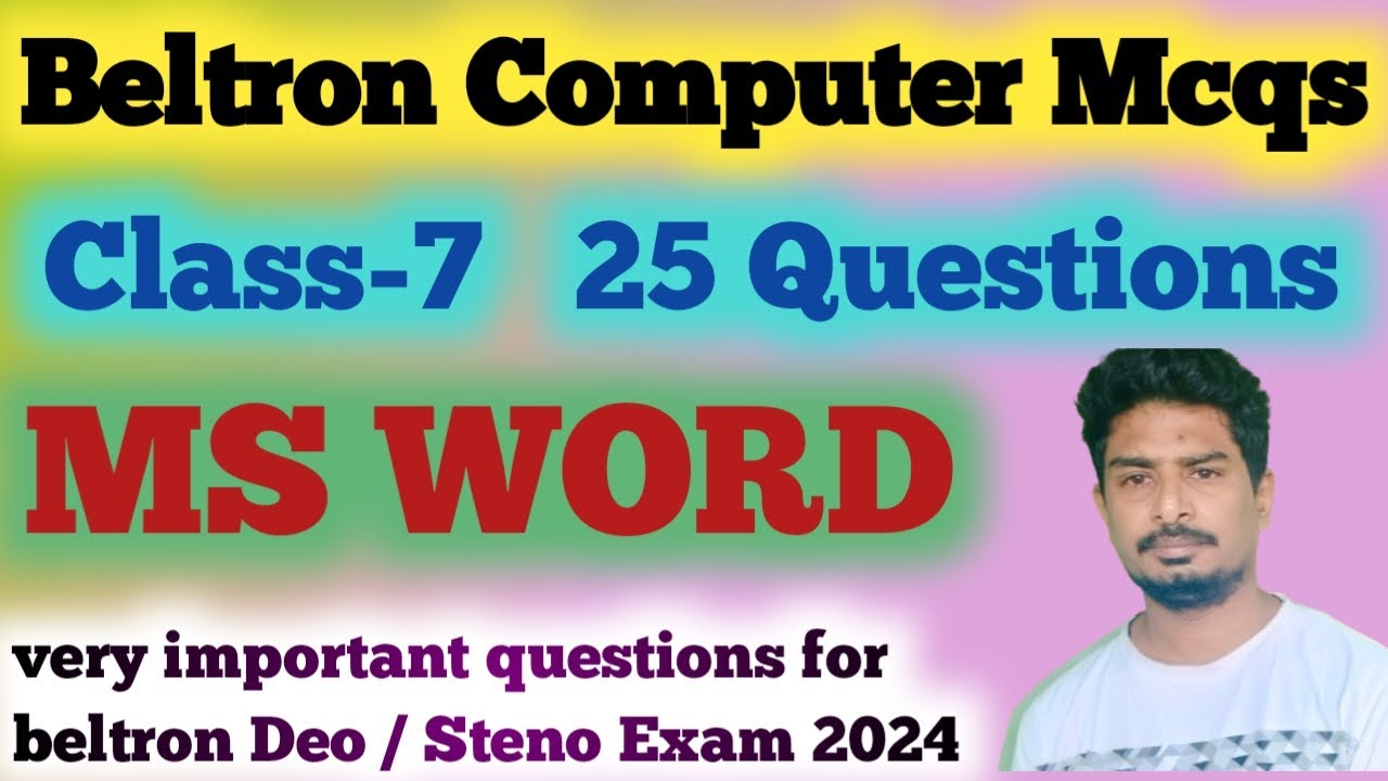 Beltron Ms Word Class 7 || Beltron Computer Mcqs #beltron # ...