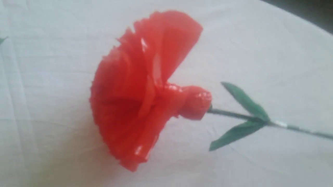 How to make a flower using plastic bag /Cvet od plasticne kese - YouTube