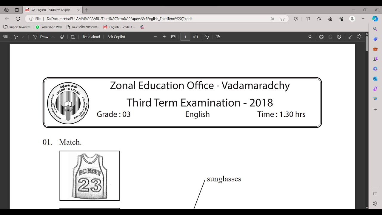 GRADE 3 ENGLISH | THIRD TERM EXAM PAPER DISCUSSION 2018 | EXPLANATION ...