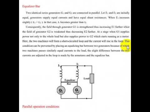 parallel operation of DC generators - YouTube