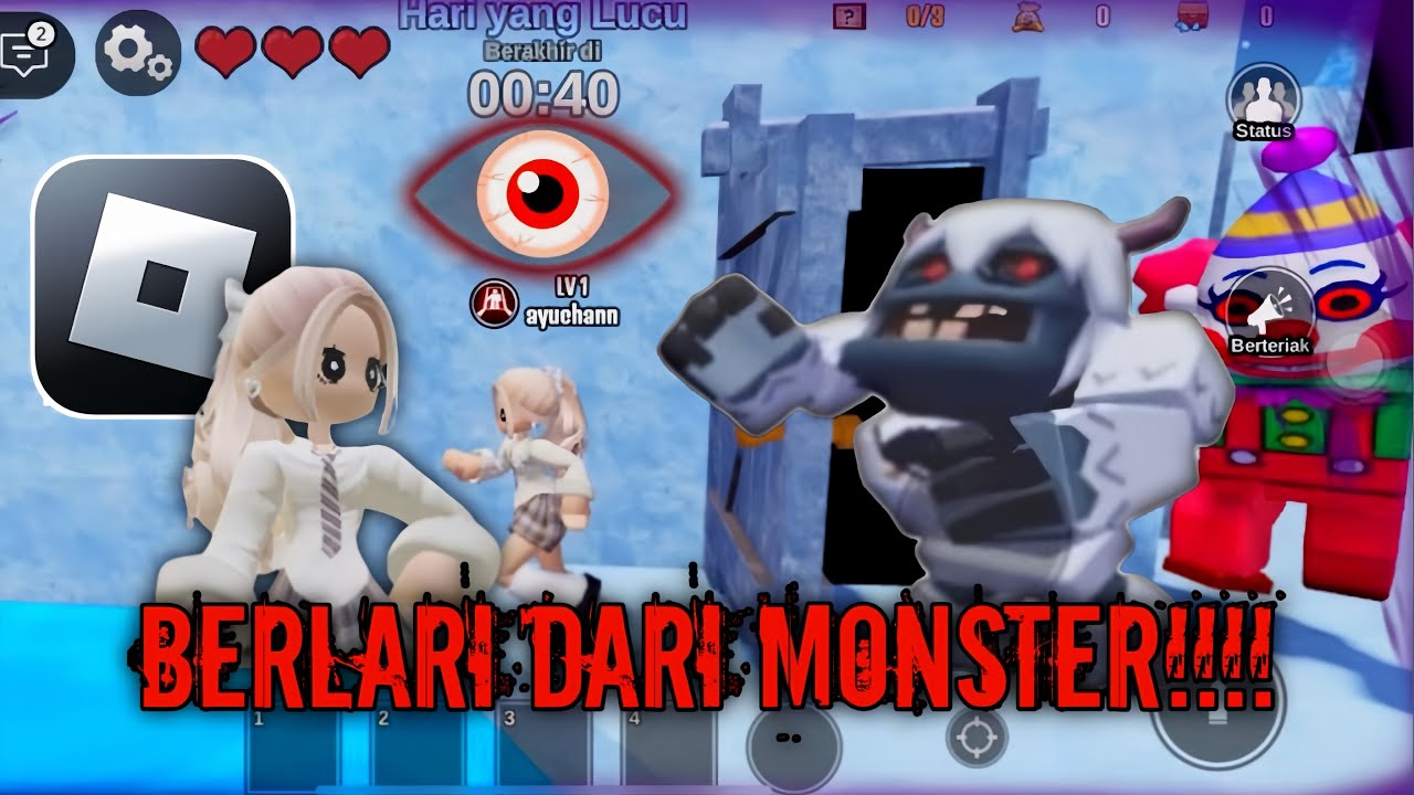 BERLARI DARI MONSTER BADUT DAN BERUANG | “KEYS” ROBLOX INDONESIA | EASY ...