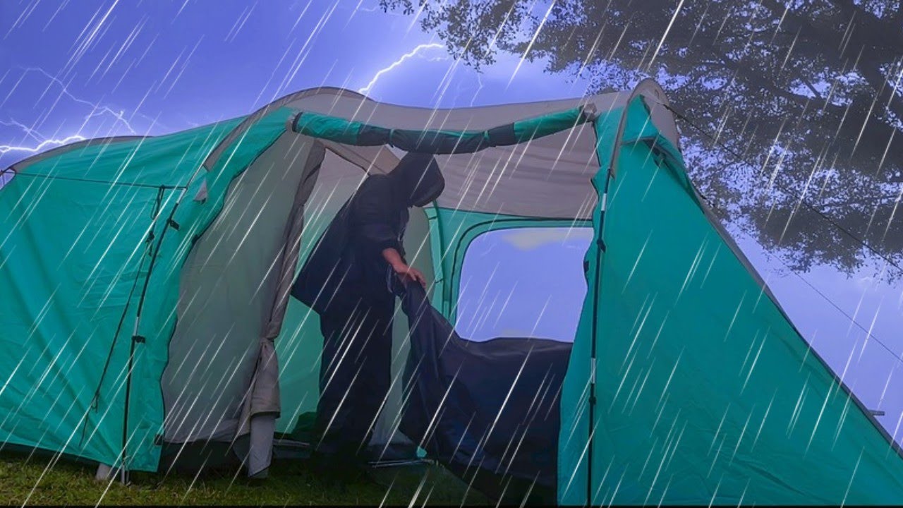 AMAZING‼️HEAVY RAIN CAMPING 🏕RELAXING IN A WARM TENT WITH THE SOUND OF ...