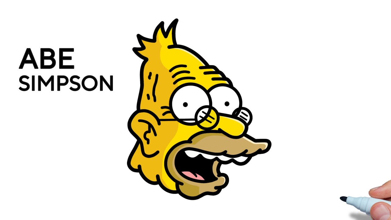 How to draw ABE SIMPSON easy | Drawing Abraham simpson step by step ...