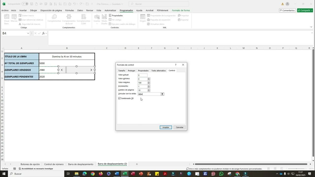 Excel forms: scroll bar control - YouTube