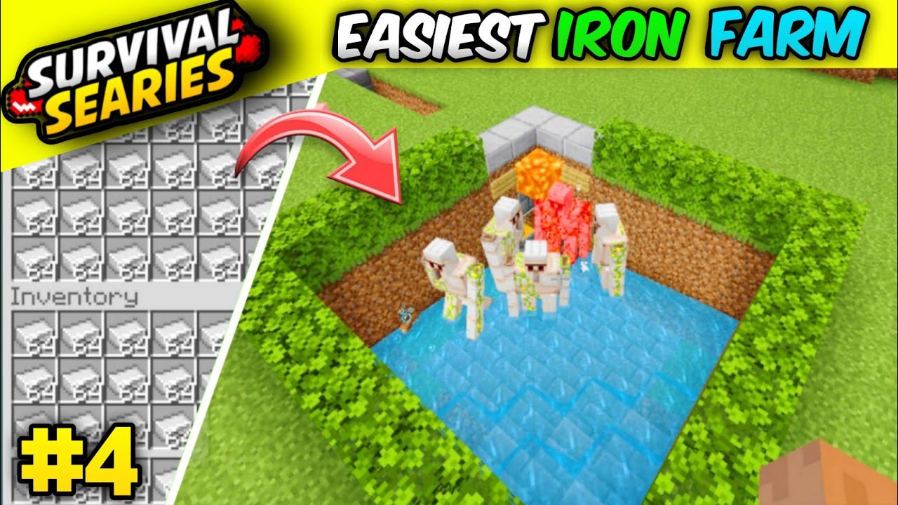 I build easiest iron farm 🔥 in Minecraft pe// Minecraft pe survival ...