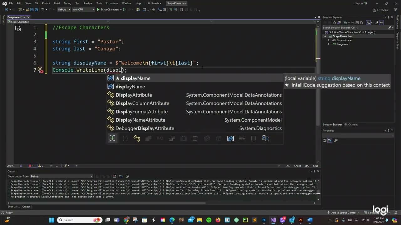 C# Programming - ESCAPE CHARACTERS - YouTube