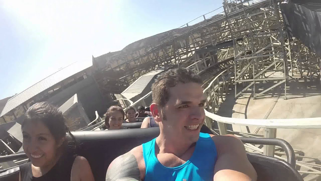 Apocalypse wooden roller coaster - six flags California - YouTube