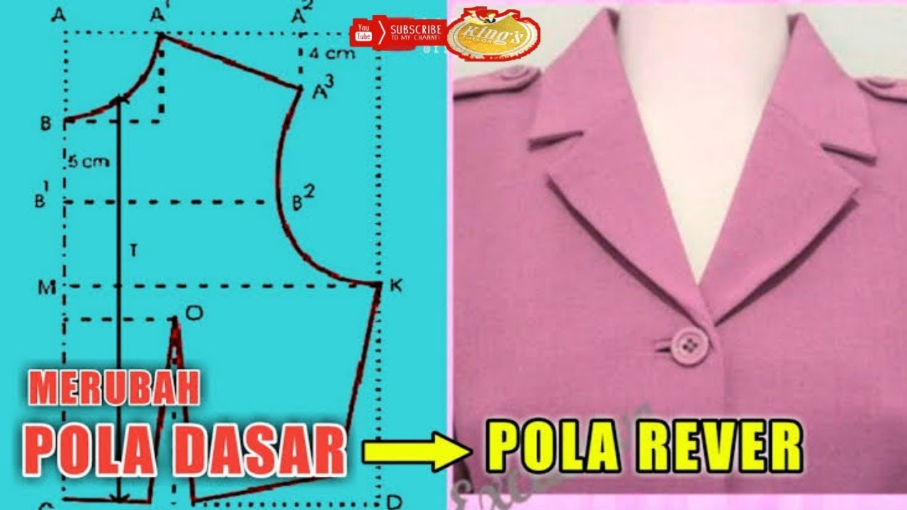 TUTORIAL membuat pola rever collar || pola kerah dharma wanita - YouTube