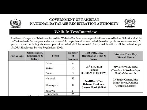 Junior Executive Trainee NADRA jobs 2024 | NADRA past papers, typing ...