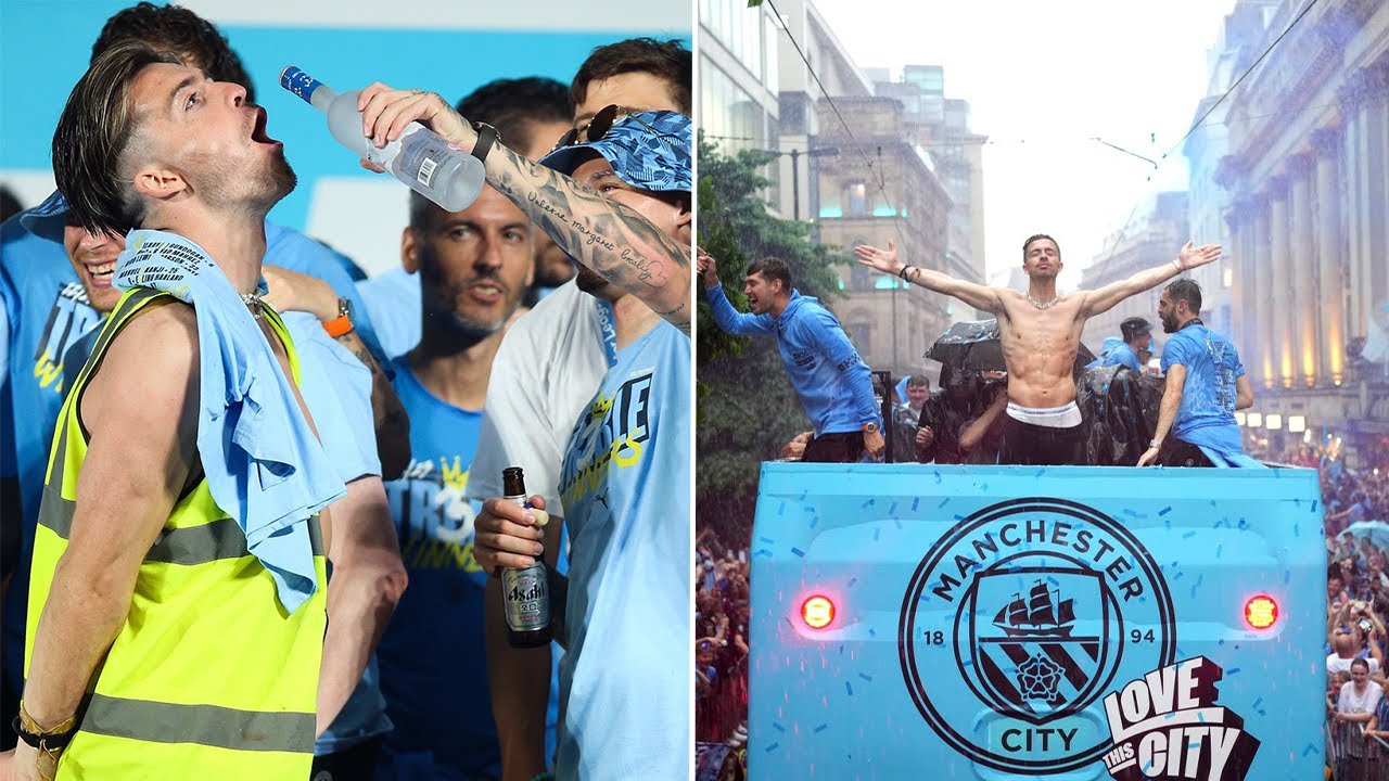 Jack Grealish Crazy Moments during Manchester City Treble Parade - YouTube