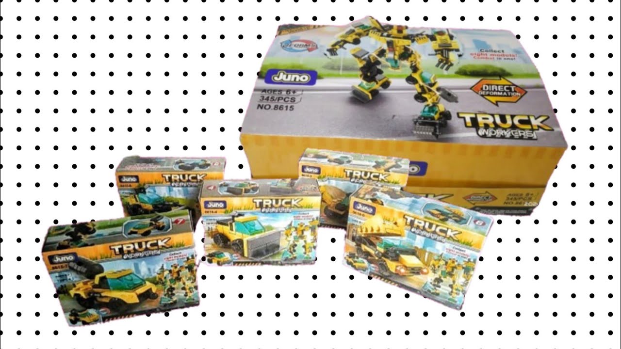 Juno Bricks - Unboxing Juno Truck Workers 1-8 Speed Building |ASMR ...