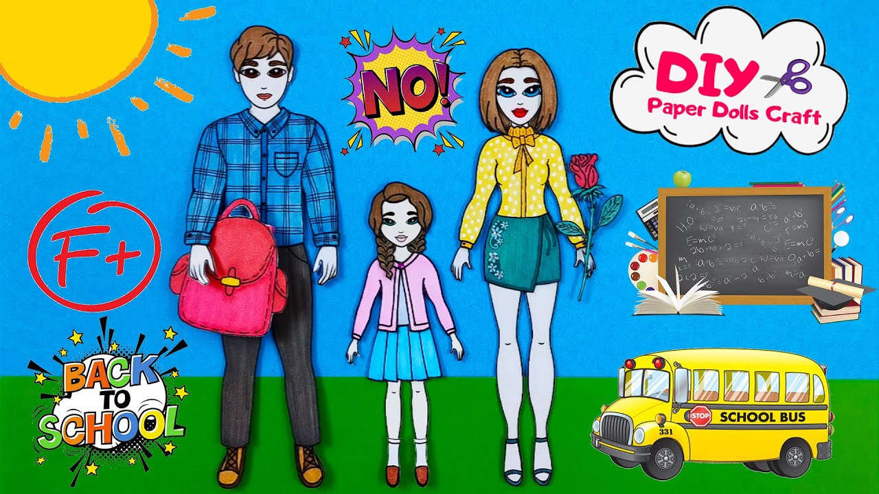 NEW PAPER DOLLS BACK TO SCHOOL CLOTHES HANDMADE PAPER CRAFTS - YouTube