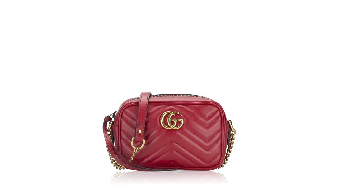 Gucci GG Marmont Matelasse Mini Camera Bag Red - YouTube