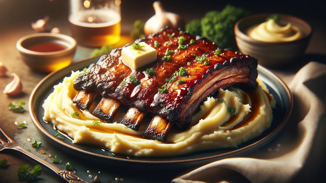 Costillas de Cerdo Jugosas en Freidora de Aire con Puré de Papas ...