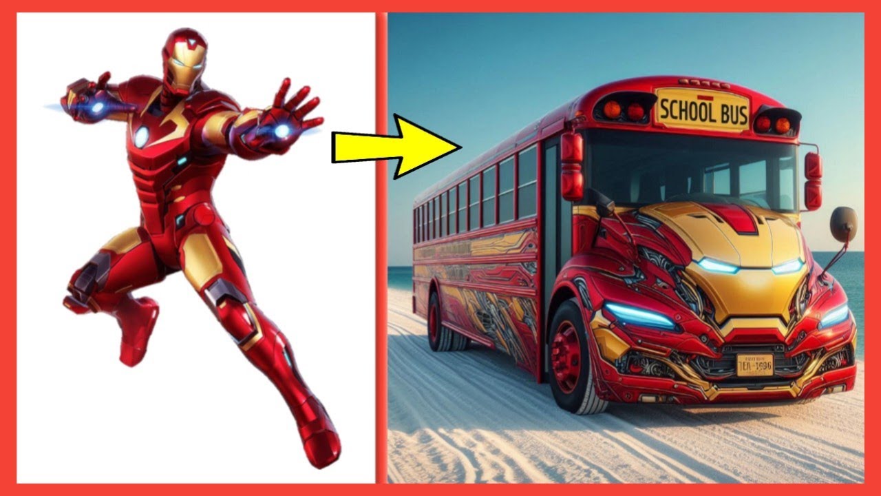 AVENGERS but school bus VENGERS ⚡ All Characters (marvel & DC) 2024 ...