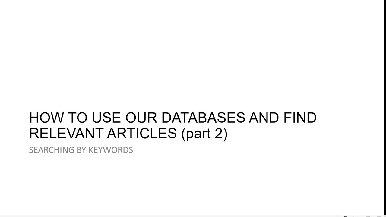 How To Find Journal Articles Using Keyword YouTube