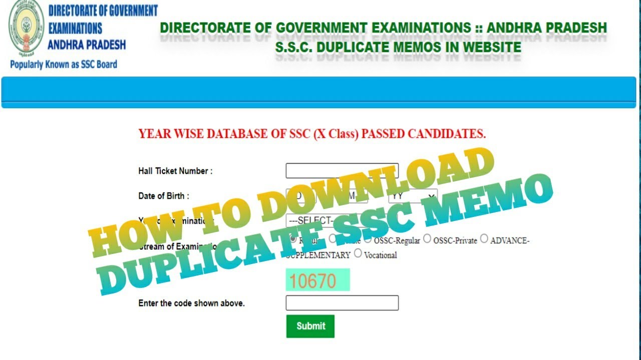 Download SSC DUPLICATE MARKS Memo - through Online free of cost - YouTube
