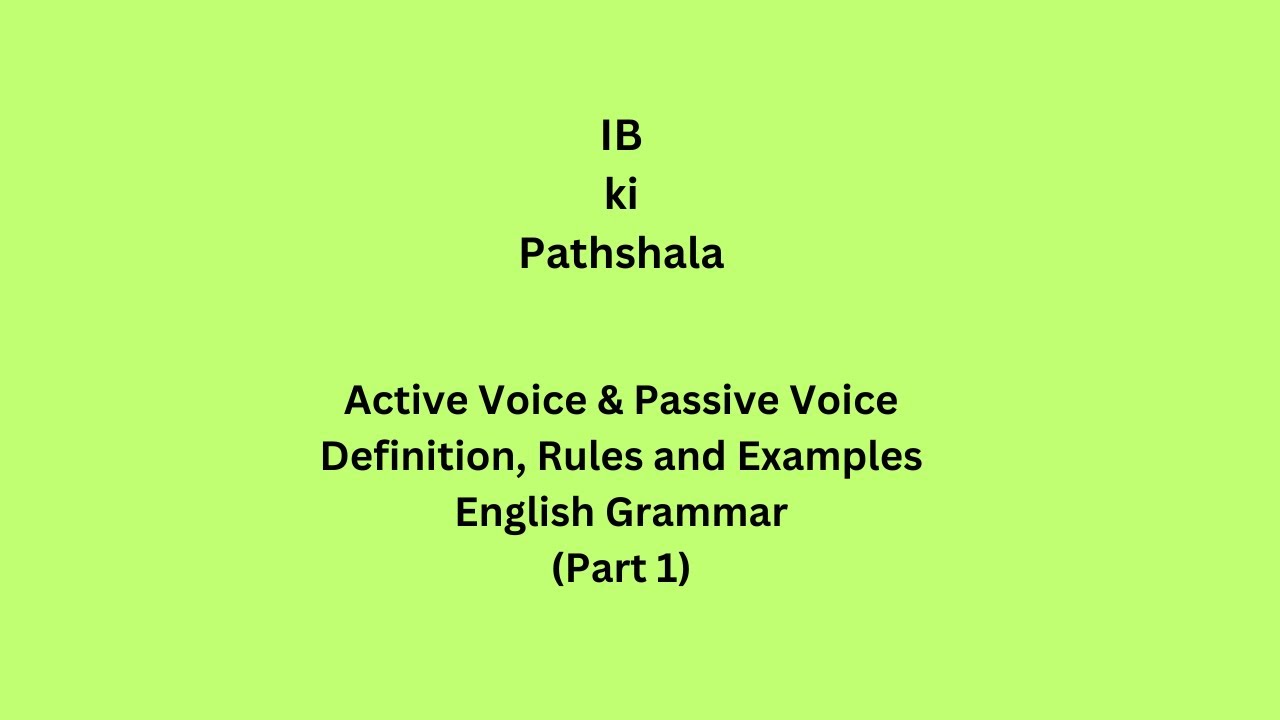 Active Voice and Passive Voice Definition Rules and Examples - YouTube