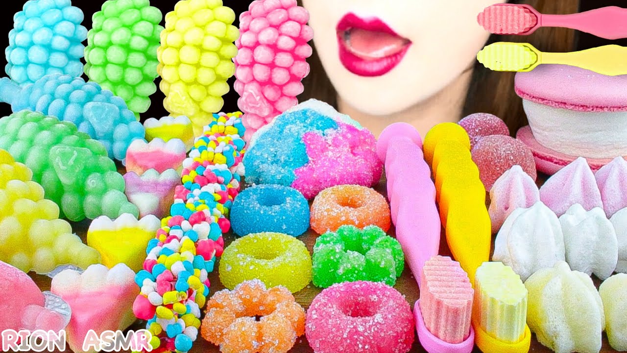 【ASMR】PASTEL RAINBOW DESSERTS🌈 FROZEN TIK TOK JELLY,TOOTHBRUSH SNACK ...
