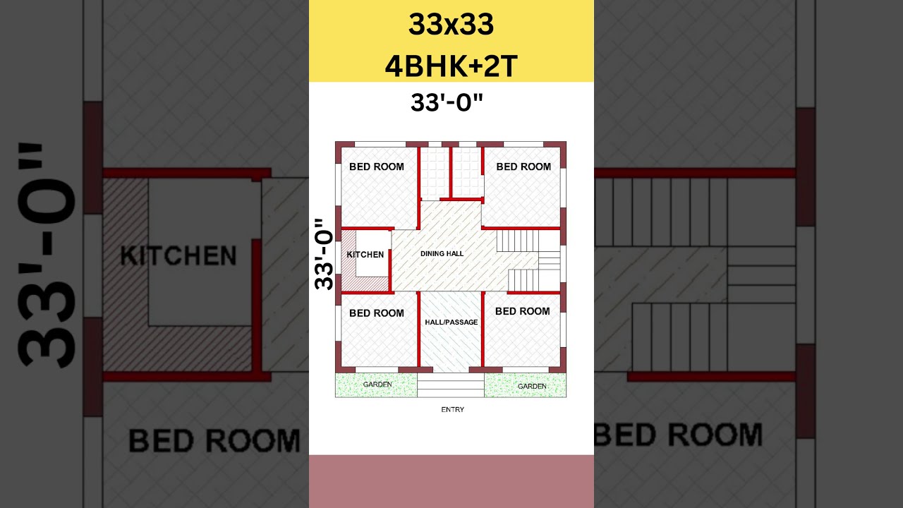 33x33 4 Bed Room Ka Makan 33 33 House Plan 33 By 33 Home Design 33x33 4 Bed Room Ka Makan 33 33 House Plan 33 By 33 Home Design