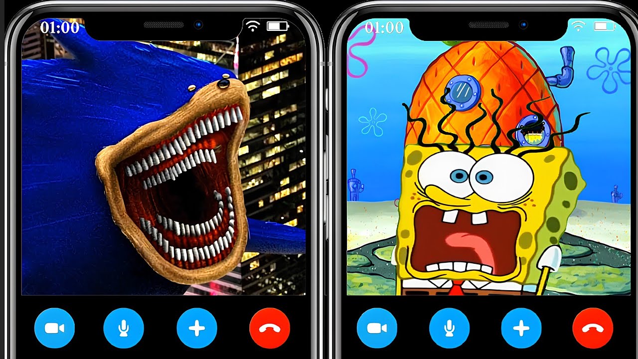 CHAOS - SHIN SONIC TAPES SCARED SPONGEBOB SCARY CALL! - YouTube