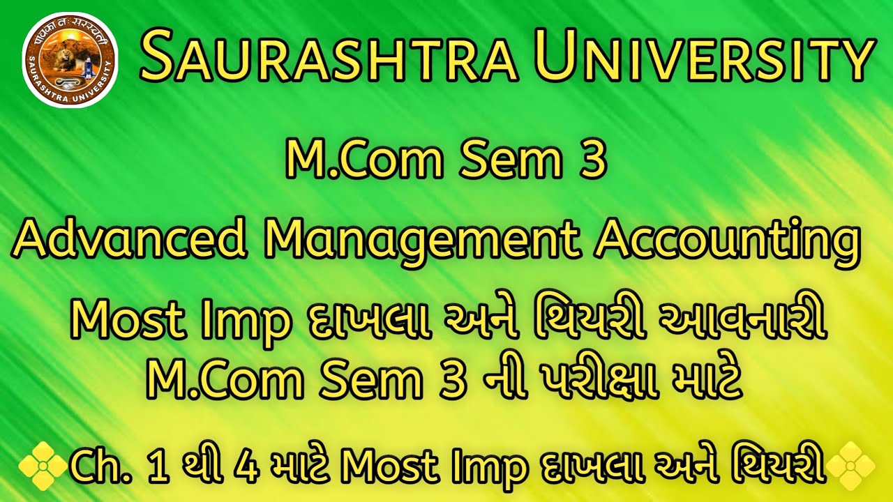 Advanced Management Accounting Most Imp Sum & Theory M.Com Sem 3| - YouTube