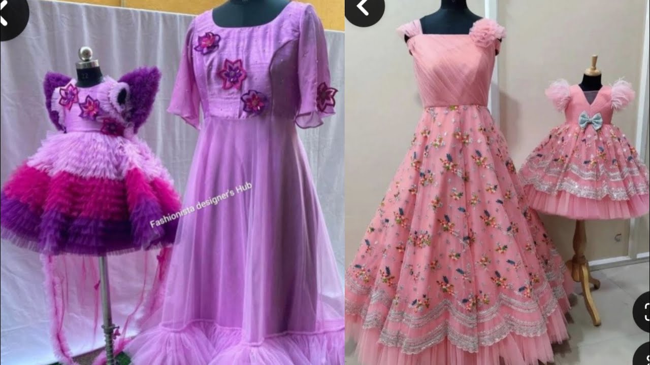 latest mom daughter dress designs 😍mother daughter frocks designs long ...