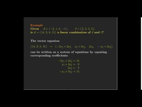 Linear Combinations in Euclidean Space - YouTube