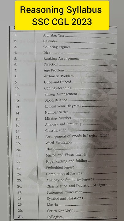 Reasoning Syllabus 🎯💯📚for SSC CGL 2023🔥 #ssccgl2023 #cgl #chsl #ssccgl #reasoning - YouTube