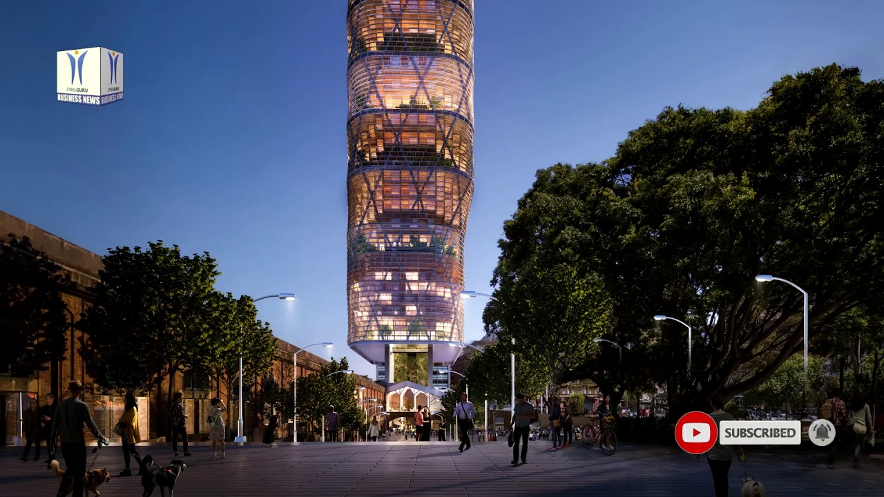 Atlassian to build 180 Meter Tall Hybrid Timber HQ in Sydney - YouTube