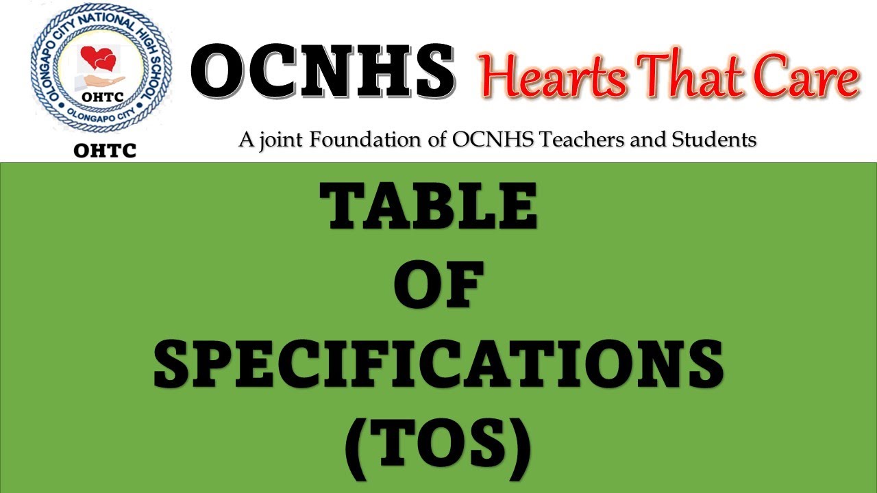 TABLE OF SPECIFICATIONS (TOS) - YouTube