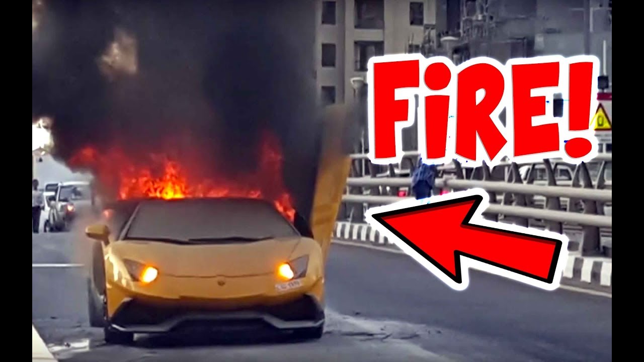 LAMBORGHINI CATCHES FIRE!!! - YouTube