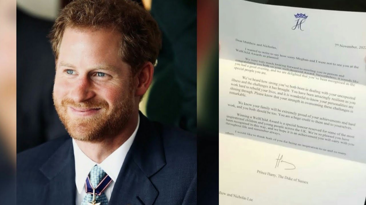 They'll Cherish This Letter from Prince Harry! Duke of Sussex Heartfelt ...