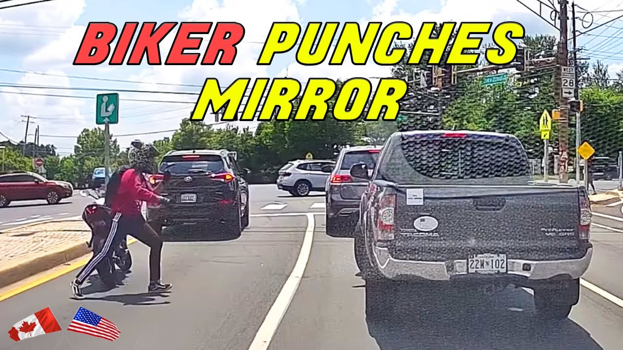 BIKER ATTACKS BRAKE CHECKING TRUCK IN ROAD RAGE | Road Rage USA ...