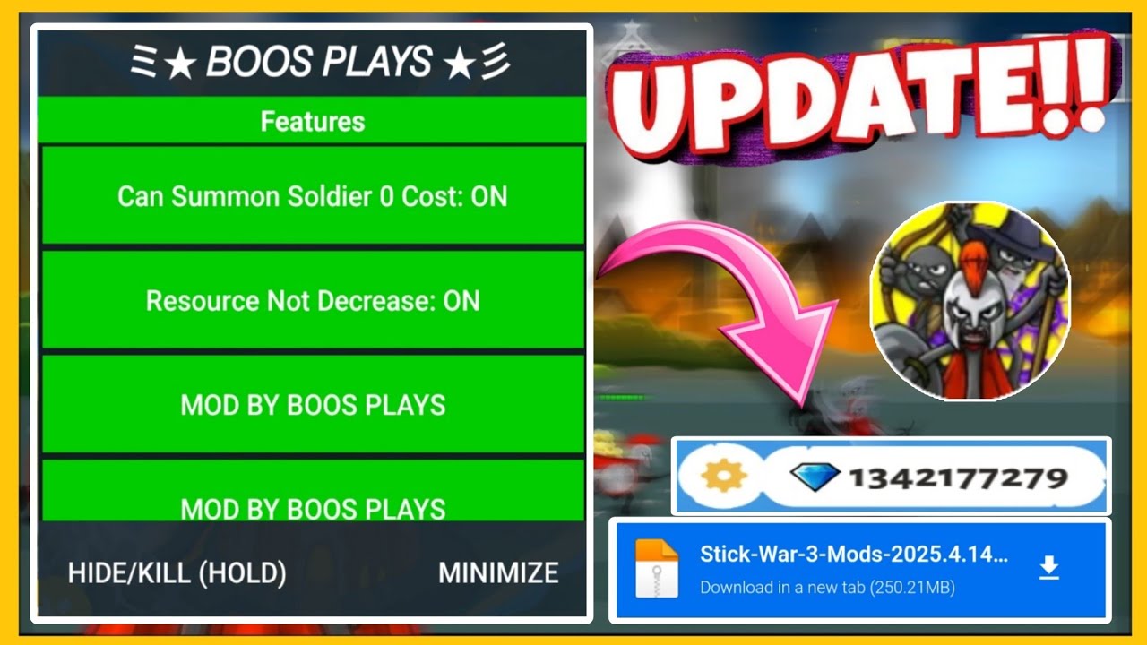 NEW Update Stick War Saga Mod Menu v2025.4.1491 Latest On Android ...