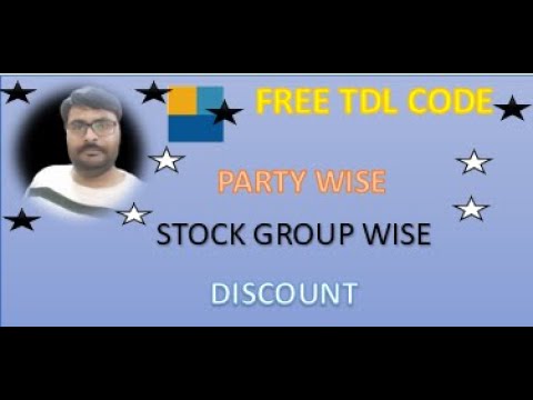 Tally TDL Free Code (Set Discount Party wise Stock Group wise) - YouTube