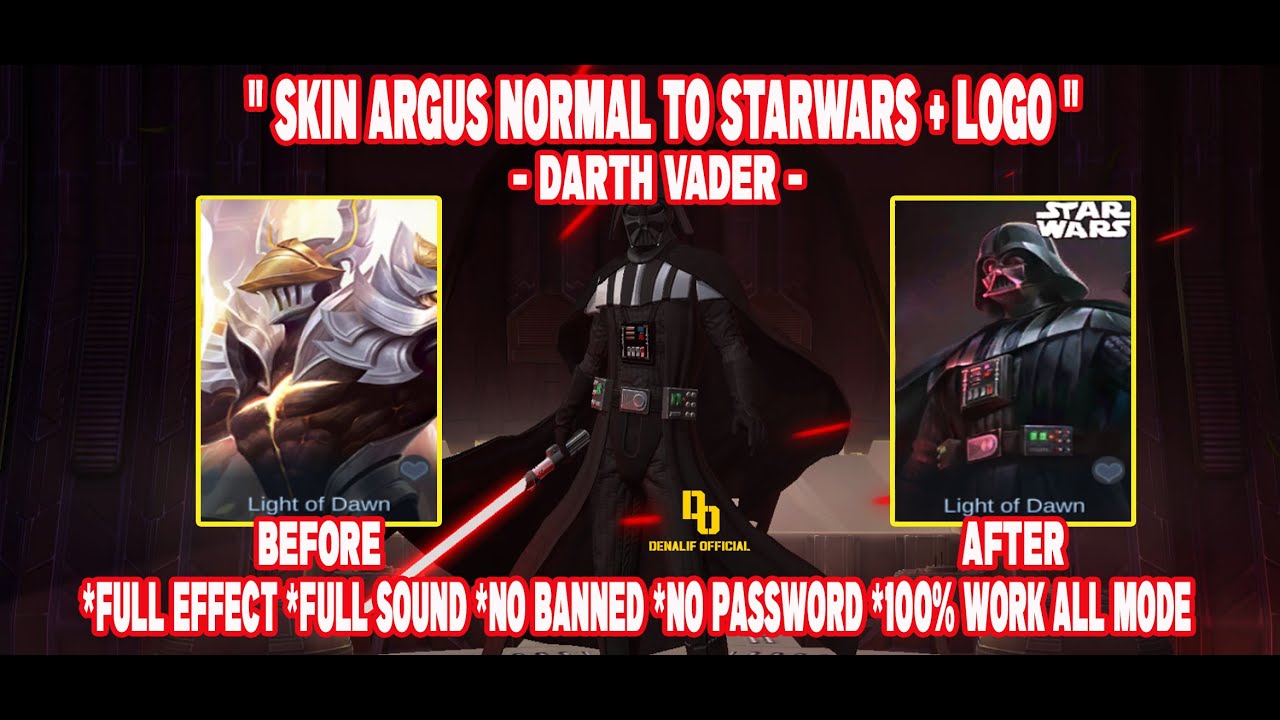 SCRIPT SKIN ARGUS NORMAL TO STARWARS DARTH VADER + LOGO | FULL EFFECT ...