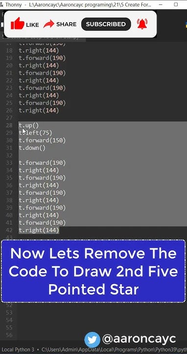 Create Graphics In Python Forloop Draw Five Pointed Star Python Pythonprogramming