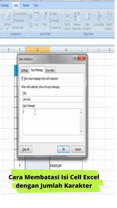 Cara Membatasi Isi Cell Excel dengan Jumlah Karakter#excel #shorts ...