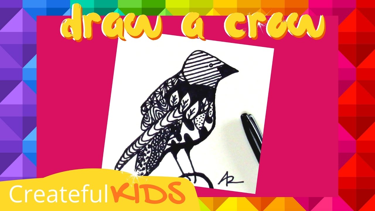 How To Draw a Crow | Art lesson for kids - YouTube