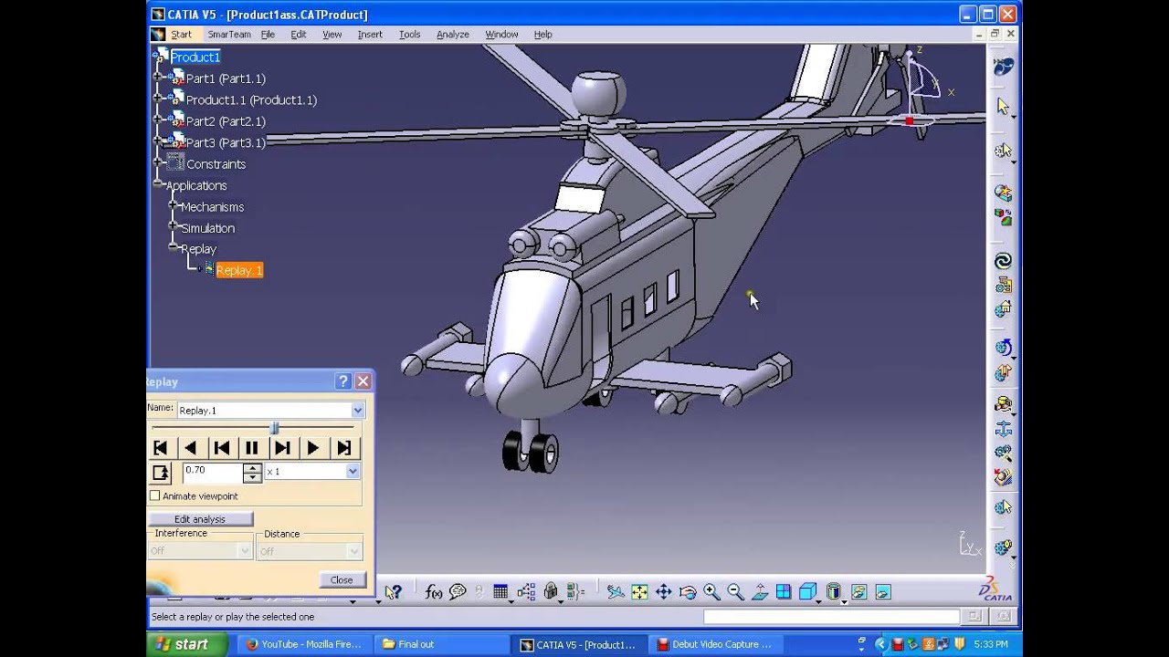 Catia v5 Helicopter - Kinematics , Designed. - YouTube
