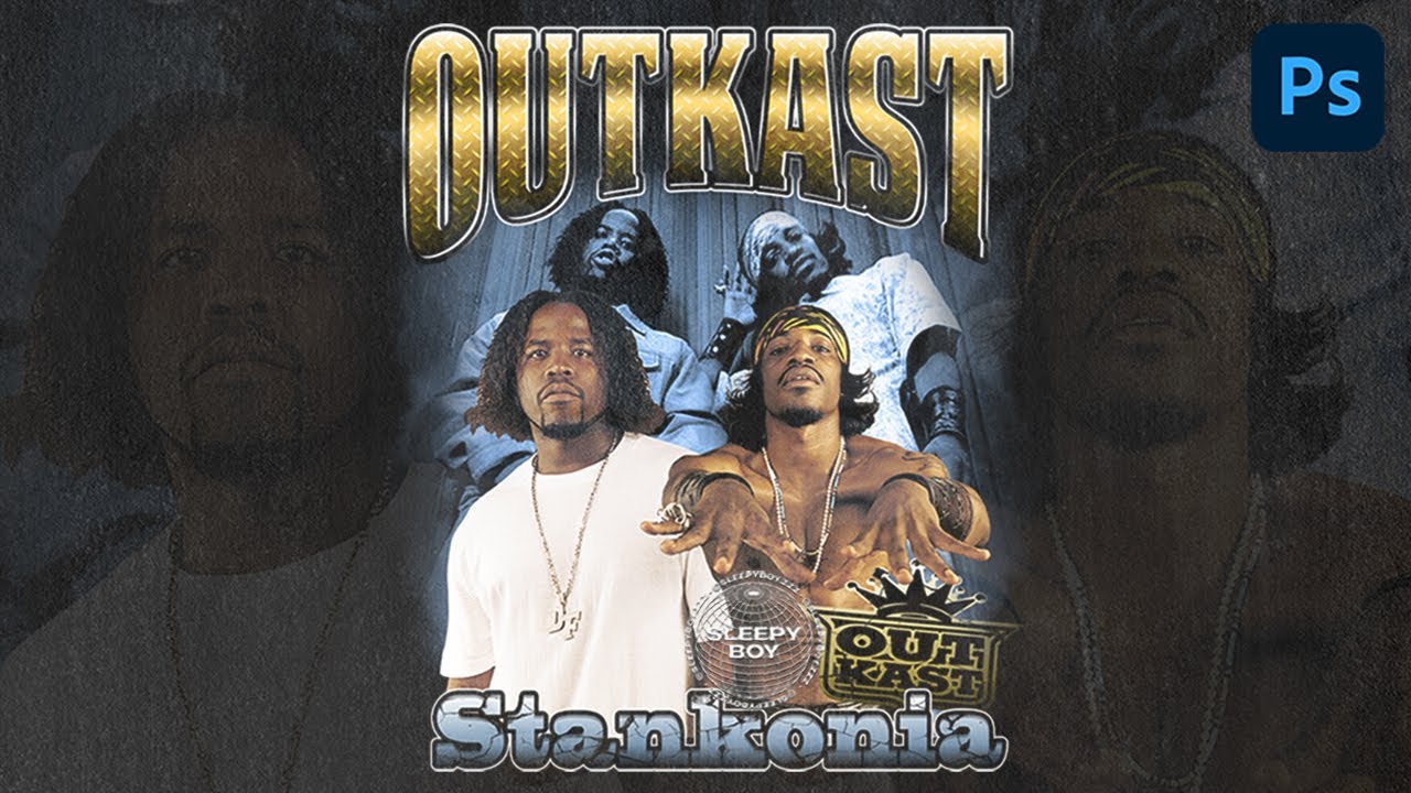 "Outkast" Vintage Bootleg Design | Timelapse Photoshop - YouTube