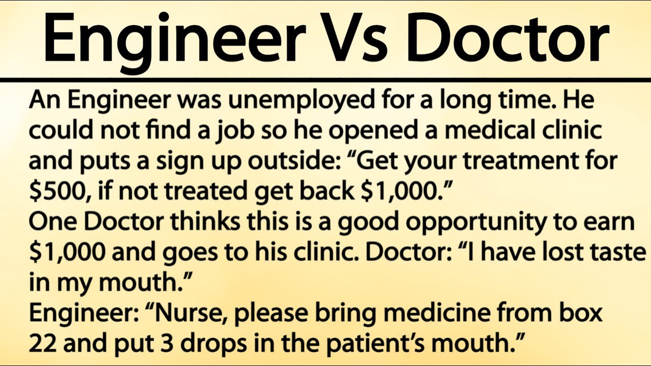 Engineer Vs Doctor | Who is very Smart | Funny Story - YouTube