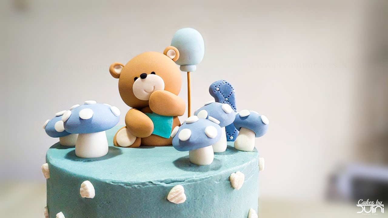 Bear themed cake for first birthday - YouTube