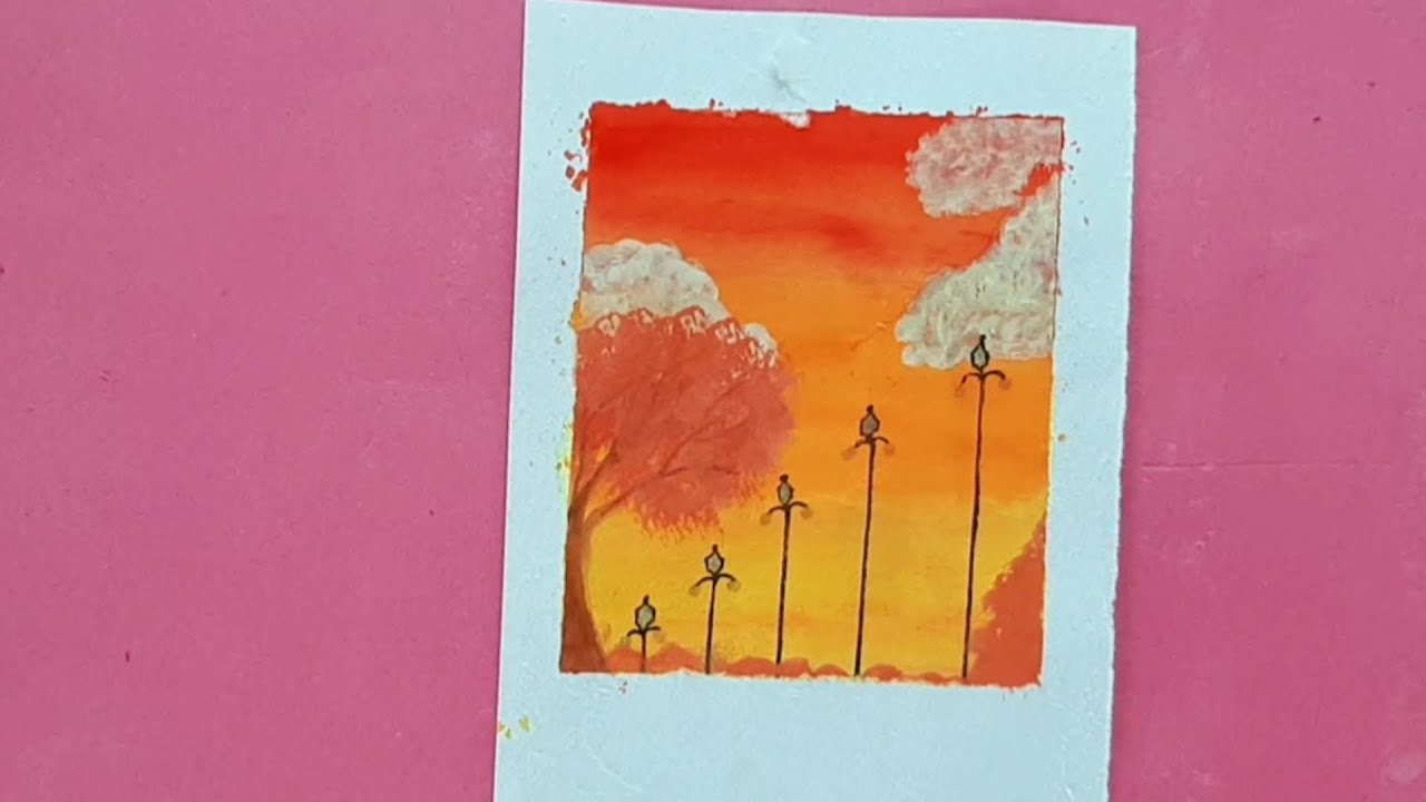 Yellow sky painting || acrylic painting - YouTube