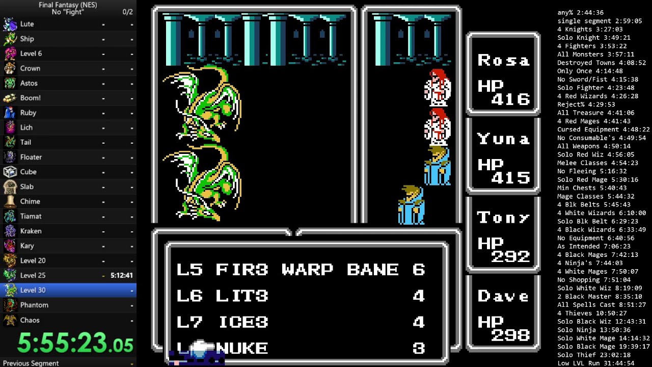 FF1 NES No Fight Challenge 7:03:54 - YouTube