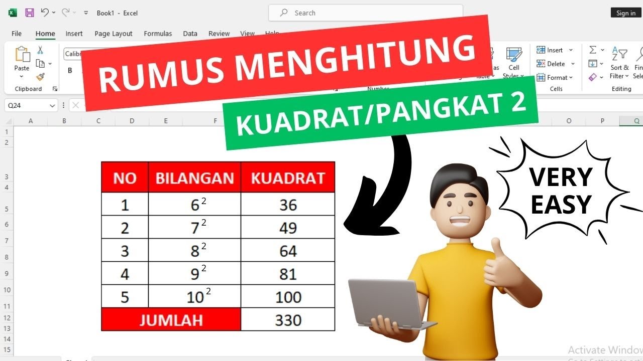 Cara menghitung kuadrat pangkat 2 di excel Dengan Mudah - YouTube