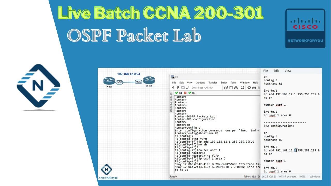 100ospf Packet Lab Ccna 200 301 Networkforyou Youtube